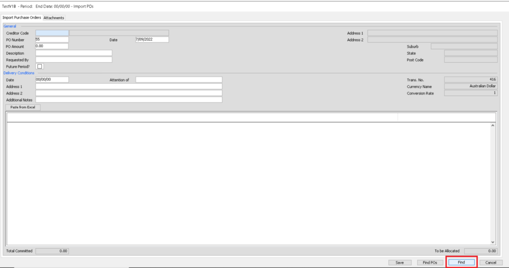 ‘Menus’ – ‘Purchase Orders’ – ‘Enter Purchase Order’ – mydaEs Online Manual