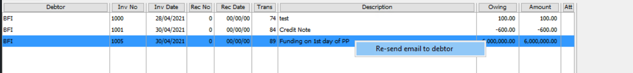 Accounts Receivable – How to resend debtor invoices – mydaEs Online Manual