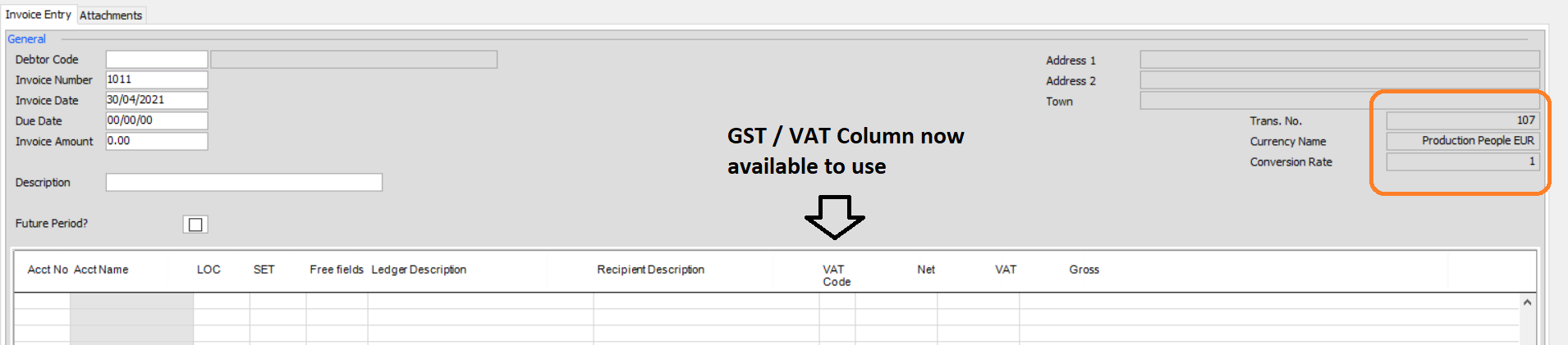 Accounts Receivable – GST/VAT column missing – mydaEs Online Manual