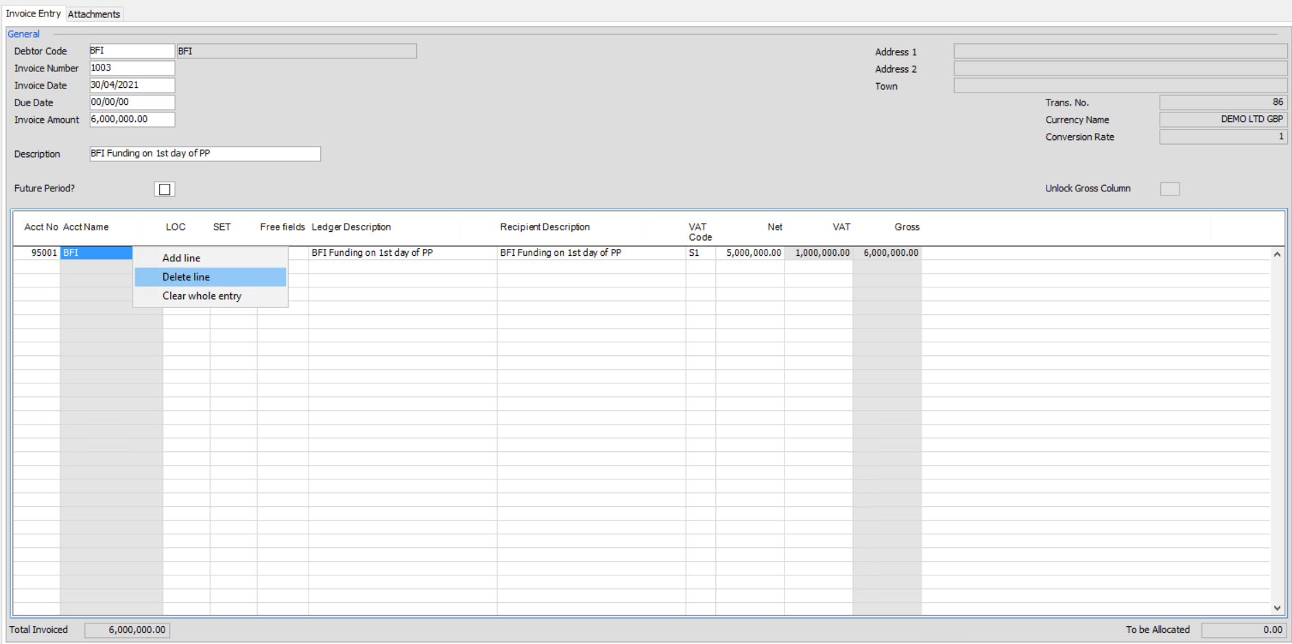 Accounts Receivable – Enter Invoice – mydaEs Online Manual
